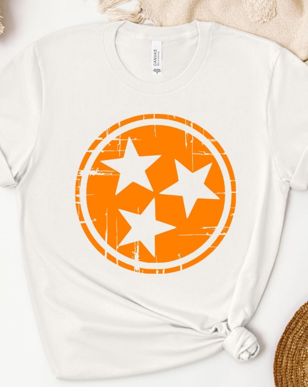 Tennessee Tri-star Distressed Circle With Stars Flag HTV, Tri-star HTV ...