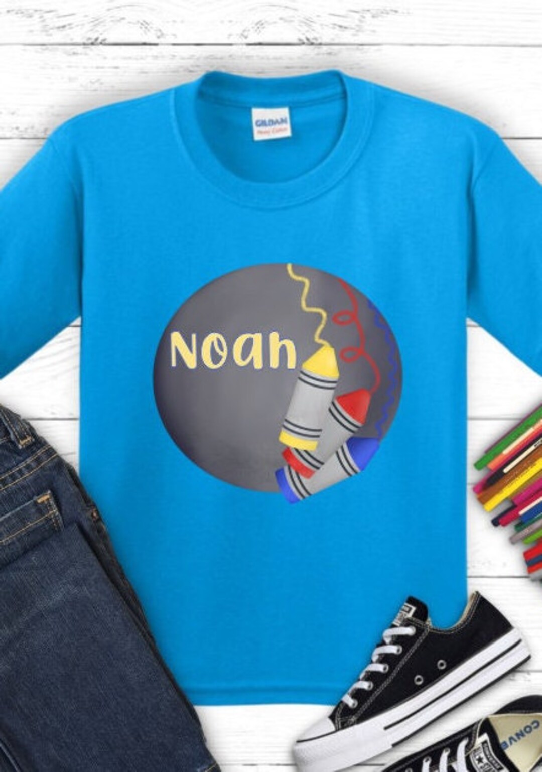 Boy Crayon Trio With Name HTV, Back to School Htv, School Year Htv ...