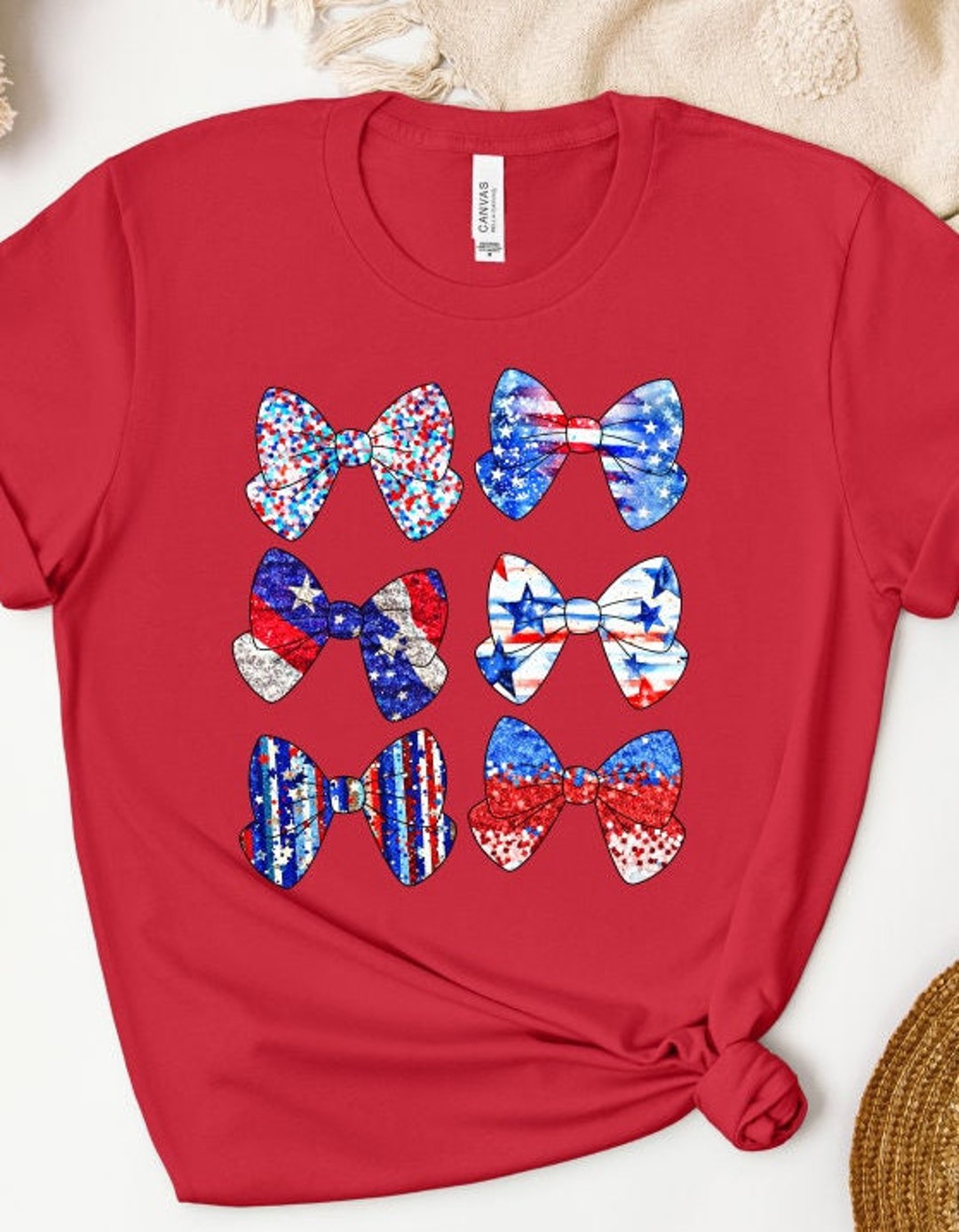 Patriotic Faux Glitter Bows Htv, America HTV, Red White Blue Htv, 4th ...