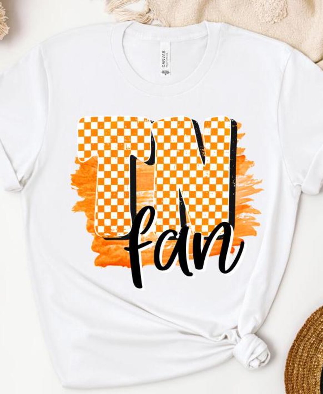 Distressed Orange and White Checkered Htv, TN Fan Htv, TN Football Htv ...