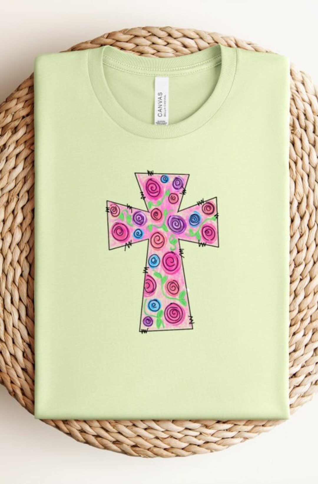 Watercolor Floral Cross Htv, Amenhtv, Htv Vinyl, Htv Transfer, DIY ...