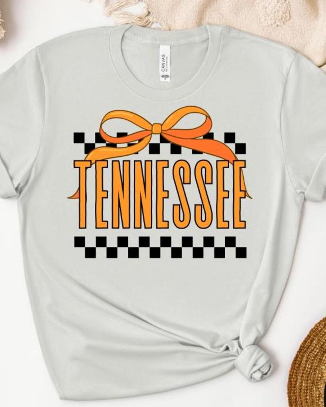 Tennessee Bow Checkered Print Htv, Tennessee Htv, TN Football Htv Vinyl ...