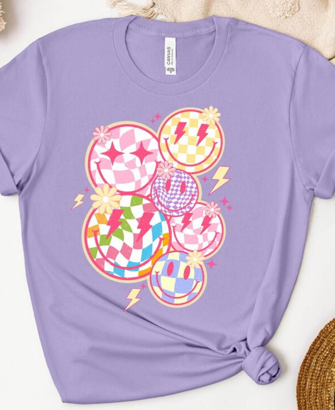 Retro Smiley Faces Htv, Plaid Smiley Faces HTV Htv , Htv Transfer, DIY ...