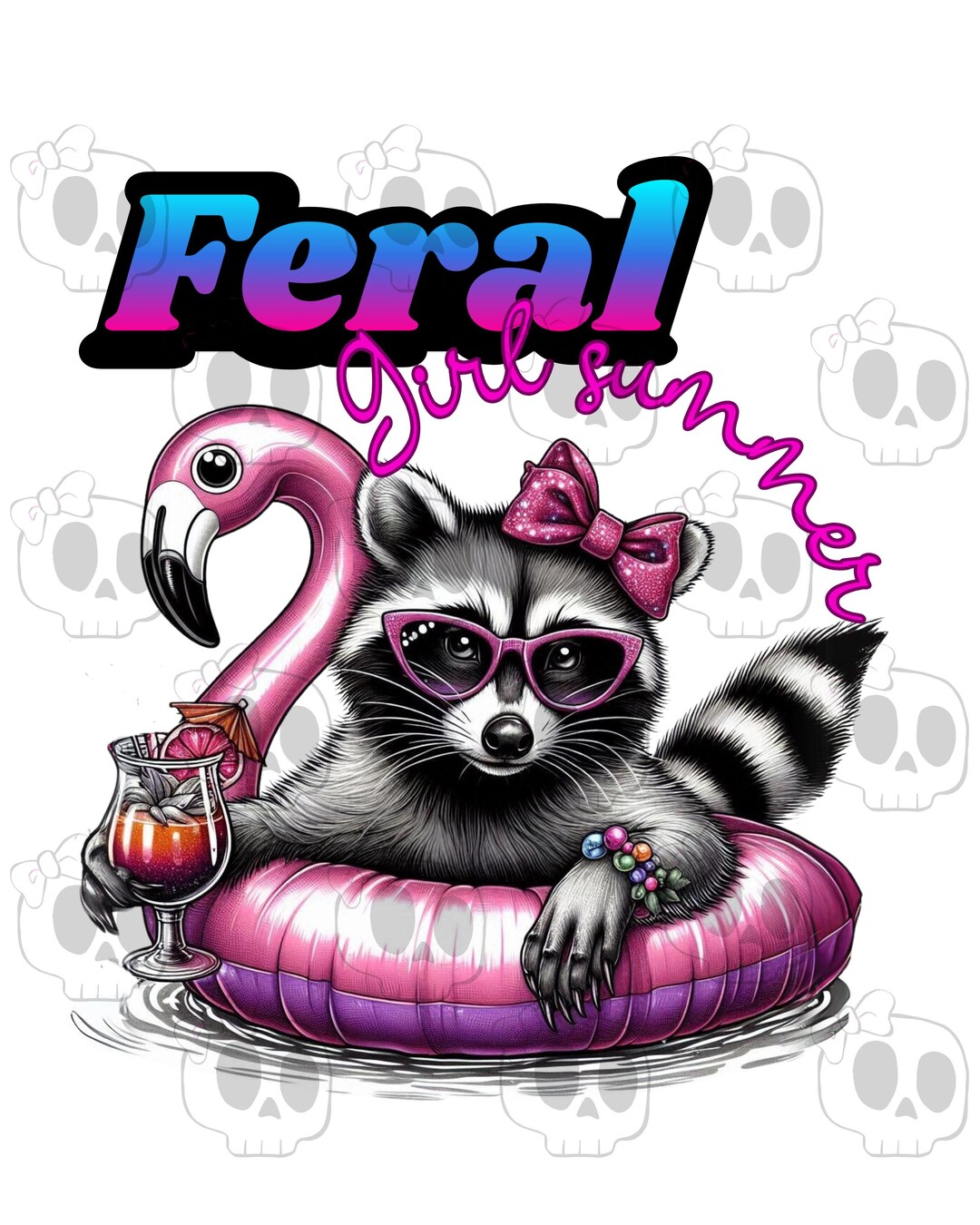 Feral Girl Summer, Racoon, Floating With Drink, Boujee, Summer ...