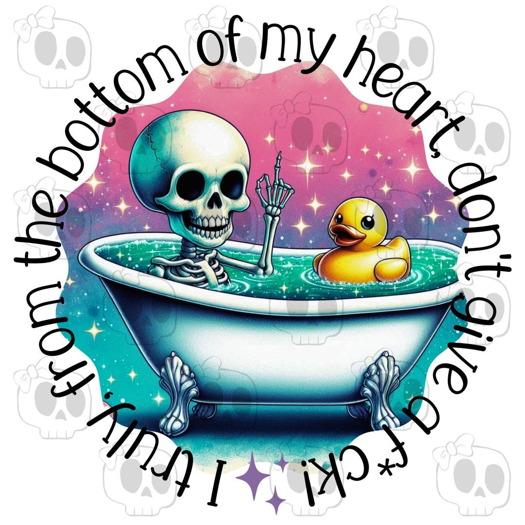 Quirky Skeleton With Rubber Ducky in Bathtub - Halloween Wall Art - Etsy