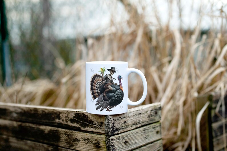 Festive Turkey Ride: Vintage Skeleton Pilgrim Illustration - Etsy