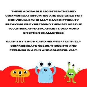 Monster Theme Communication Cards, Autism, ADHD Aid (printable PDF) - Etsy