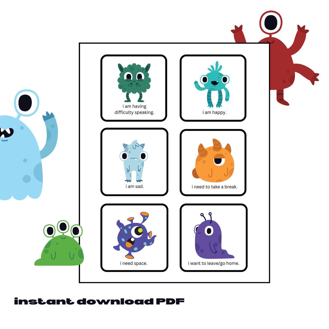 Communication Cards autism, Neurodivergent, Anxiety, Aphasia, Verbally ...