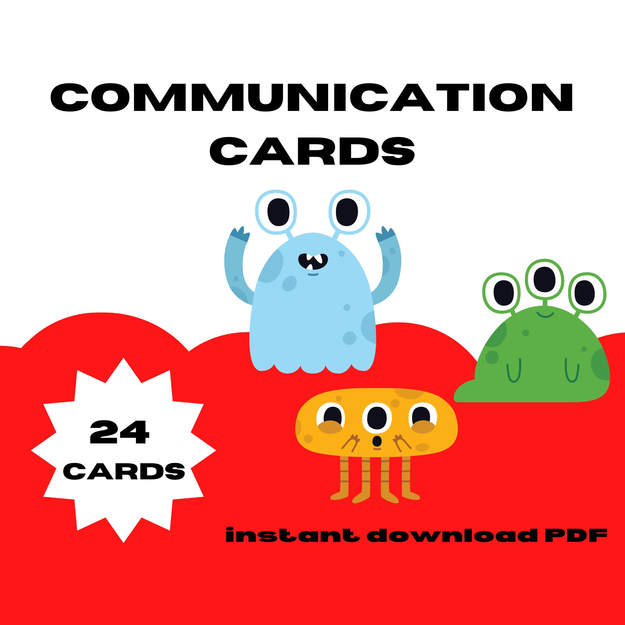 Monster Theme Communication Cards, Autism, ADHD Aid (printable PDF) - Etsy