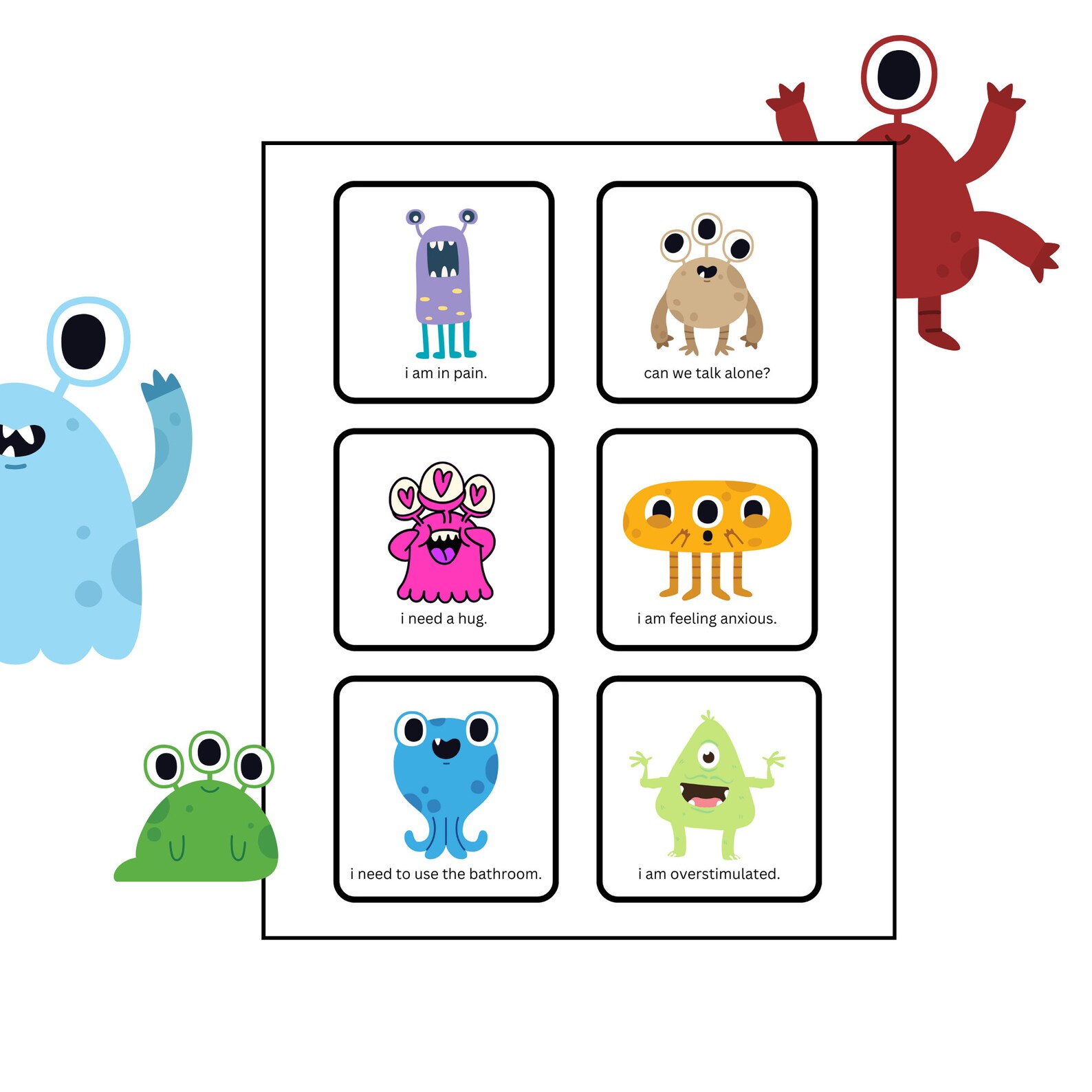 Communication Cards autism, Neurodivergent, Anxiety, Aphasia, Verbally ...