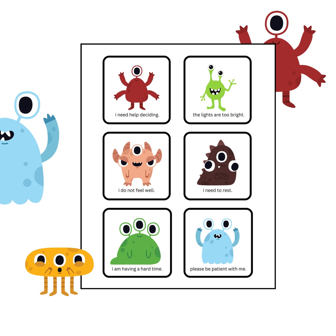 Communication Cards autism, Neurodivergent, Anxiety, Aphasia, Verbally ...