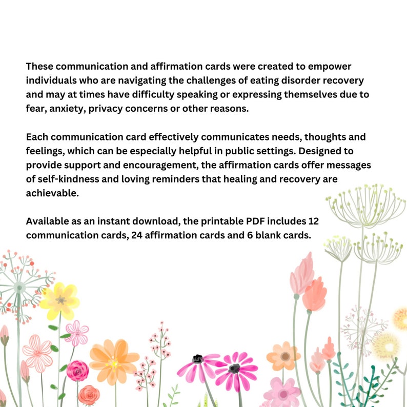 Eating Disorder Recovery Communication Cards and Affirmation Cards for ...