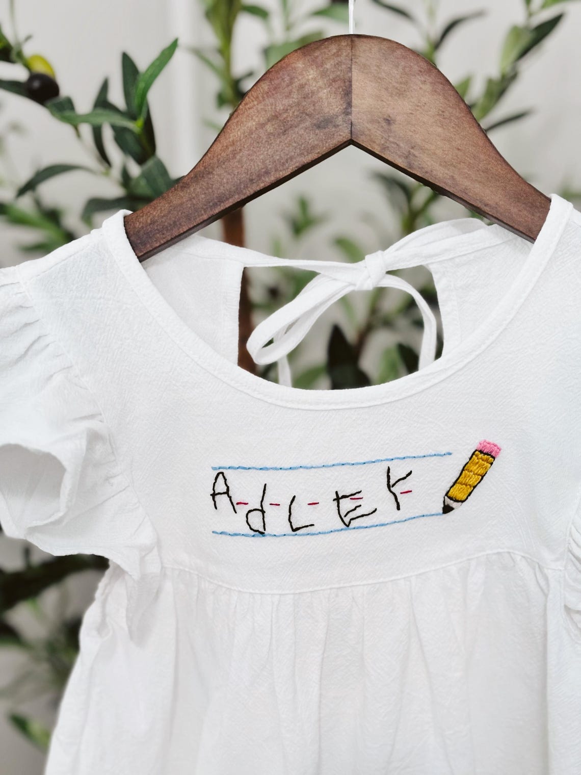 Back-to-school Hand Embroidered Girls Dress personal Handwriting - Etsy