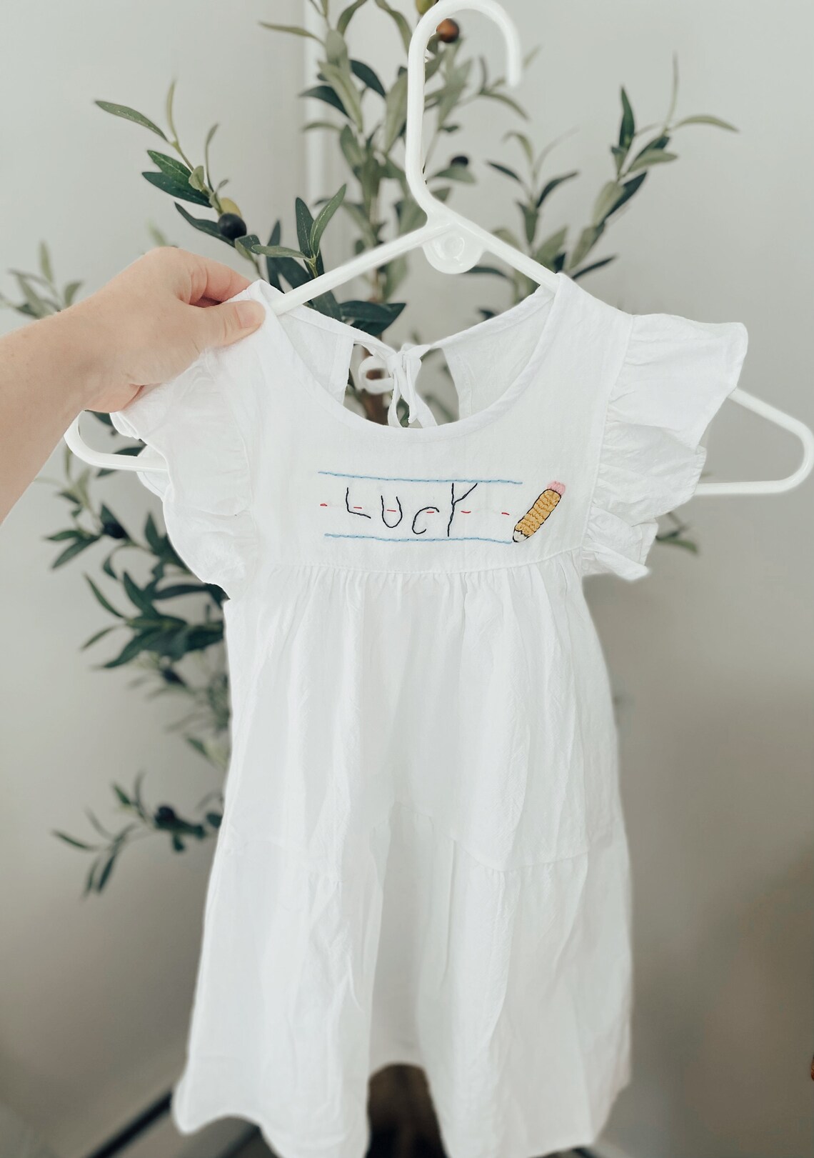 Back-to-school Hand Embroidered Girls Dress personal Handwriting - Etsy