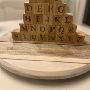 Wood Alphabet Block Set With Numbers, Wooden Block Set, ABC Alphabet ...