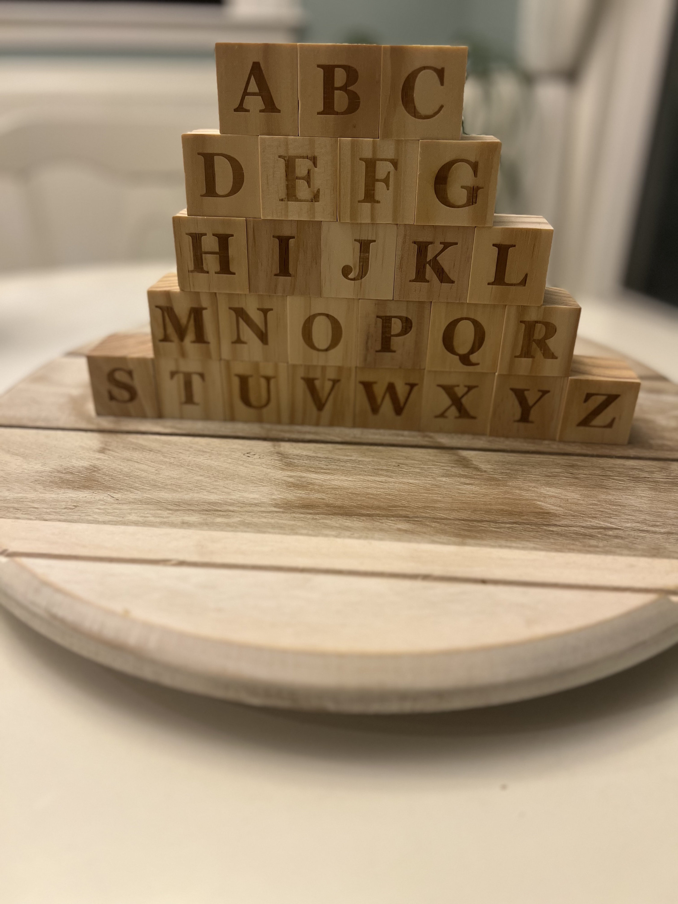 Wood Alphabet Block Set With Numbers, Wooden Block Set, ABC Alphabet ...