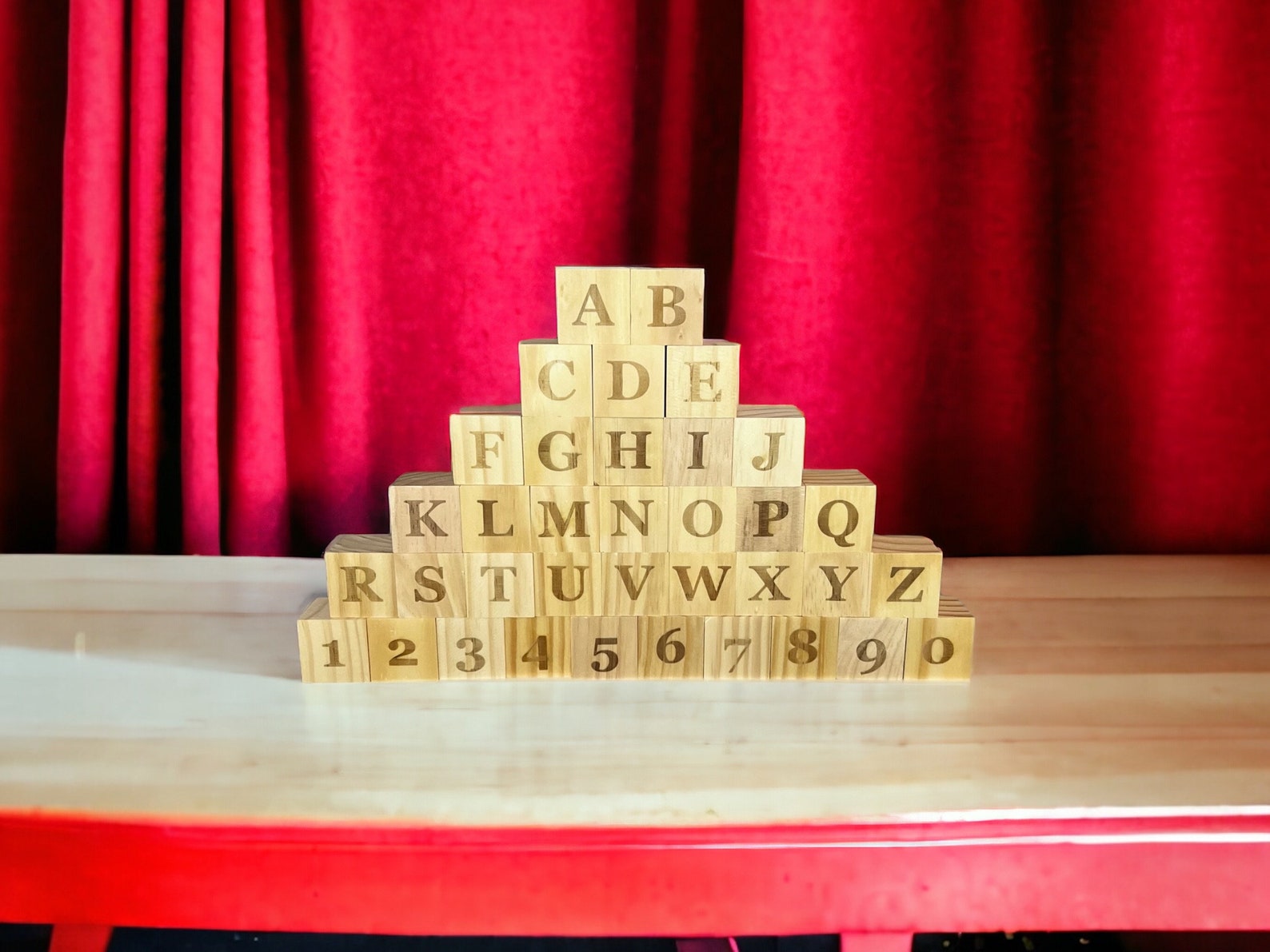 Wood Alphabet Block Set With Numbers, Wooden Block Set, ABC Alphabet ...