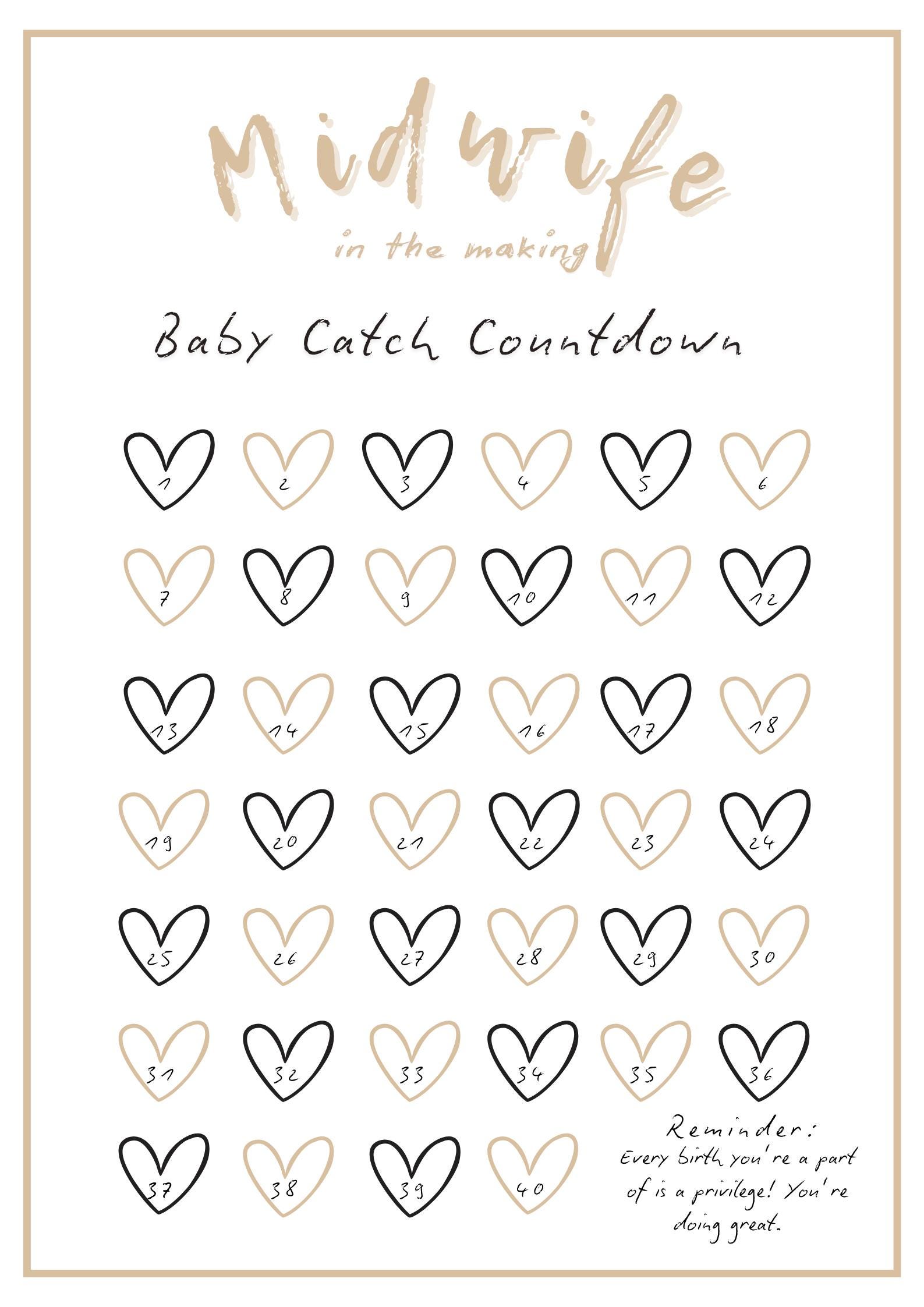 Birth Countdown Tracker Poster for Student Midwives | Birth Countdown ...