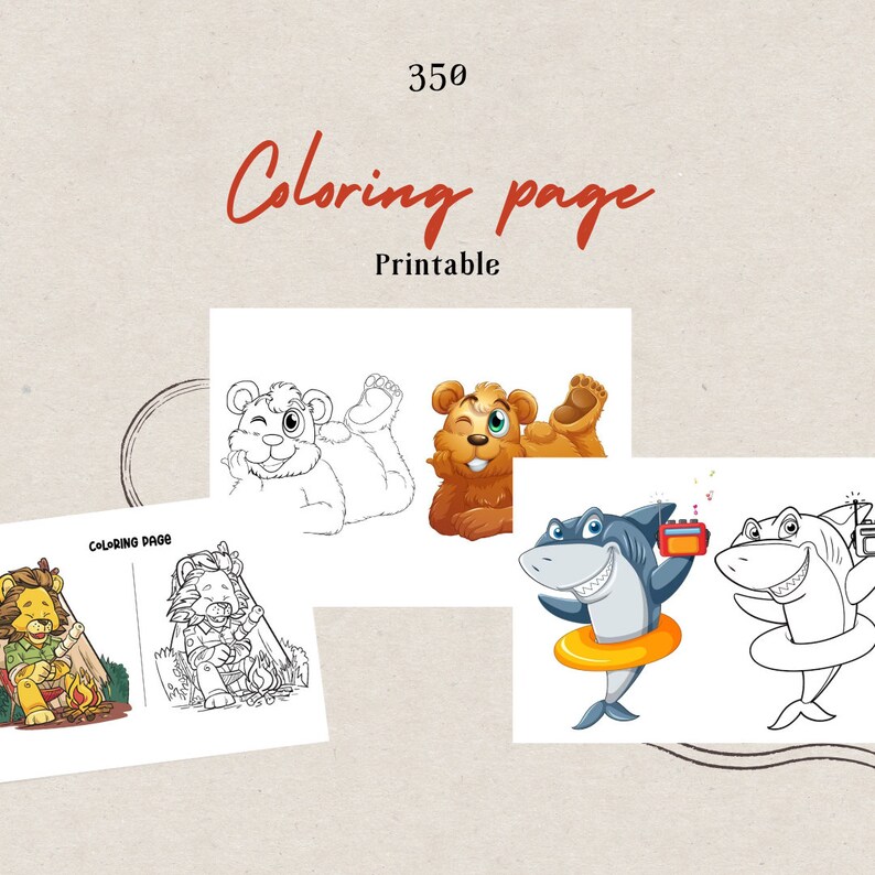350 Coloring Page for Kids, Printable, Coloring Book, Drawing - Etsy