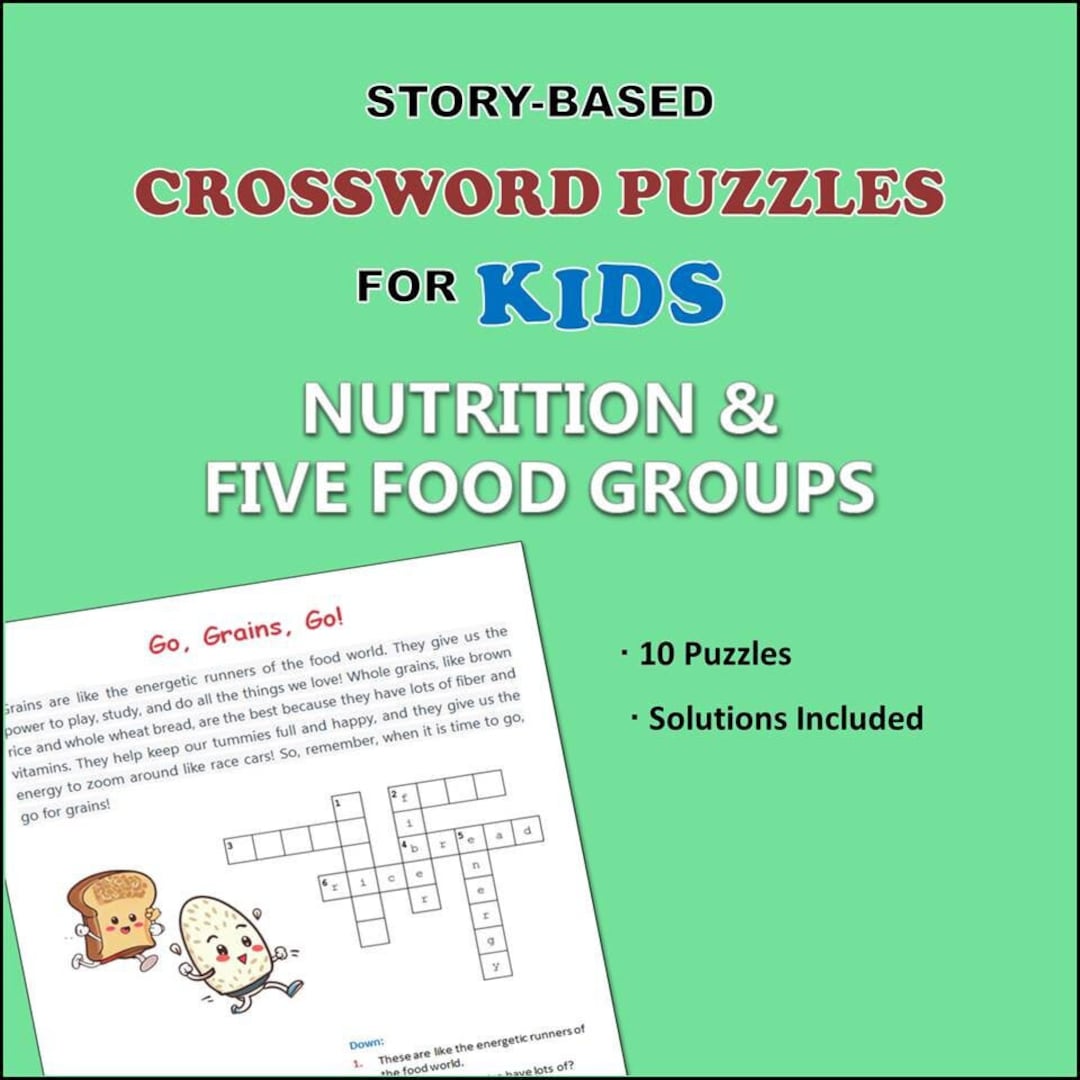 Story-based Crossword Puzzles for Kids Nutrition & Five Food Groups ...