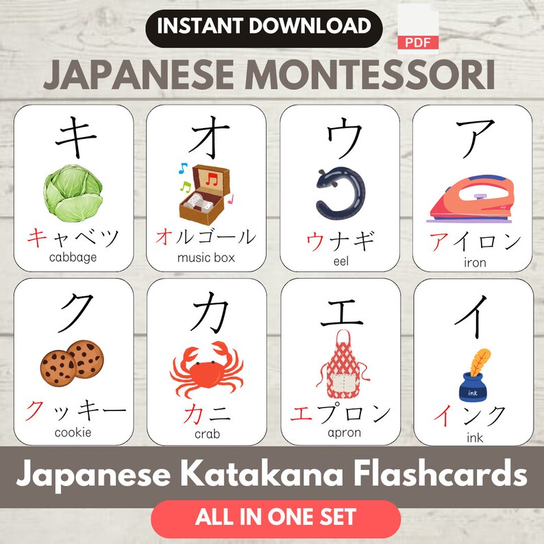 Japanese Montessori Flashcards First Words Study Japanese Vocabulary ...