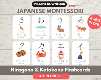 Japanese Montessori Flashcards First Words Study Japanese Vocabulary ...