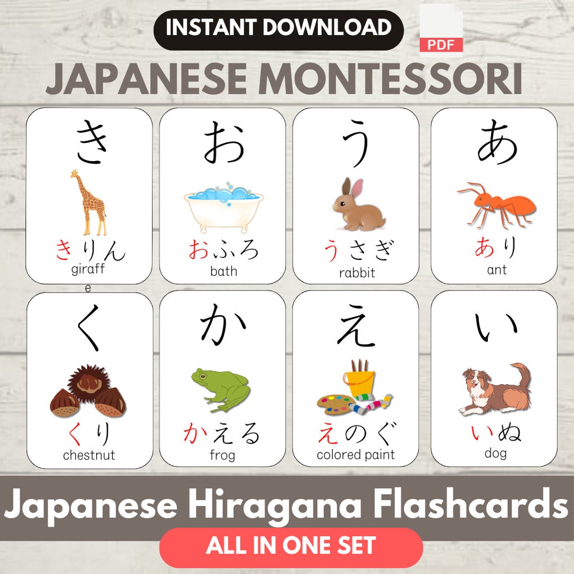 Japanese Montessori Flashcards First Words Study Japanese Vocabulary ...