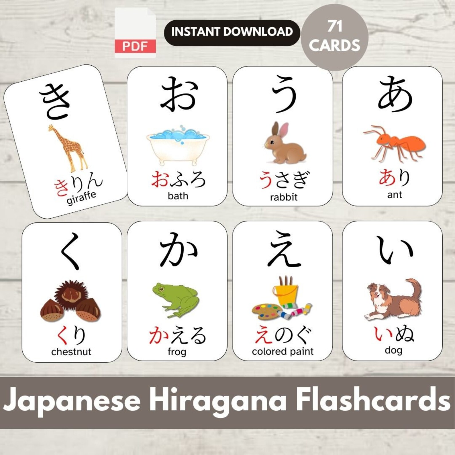 Japanese Montessori Flashcards First Words Study Japanese Vocabulary ...
