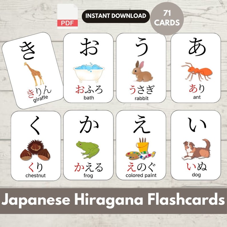 Japanese Montessori Flashcards First Words Study Japanese Vocabulary ...