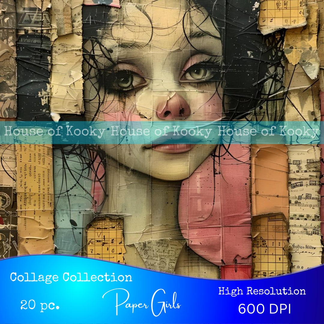 Bundle of 20 "paper Girl" Collages. Digital, Junk Journal, Scrapbooking ...