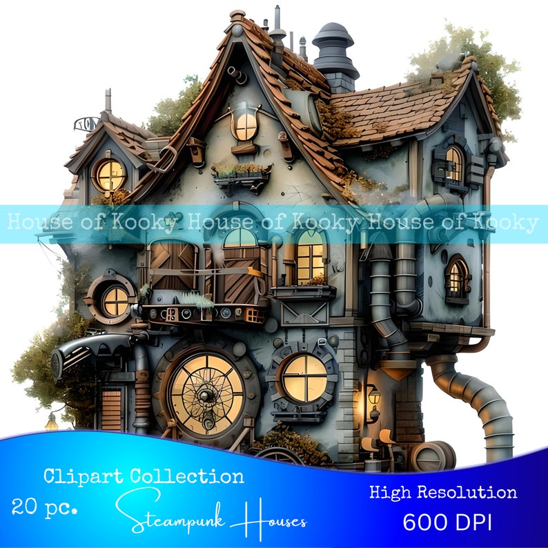 Clipart Bundle of 20 "steampunk Houses". Digital Download, Printable ...