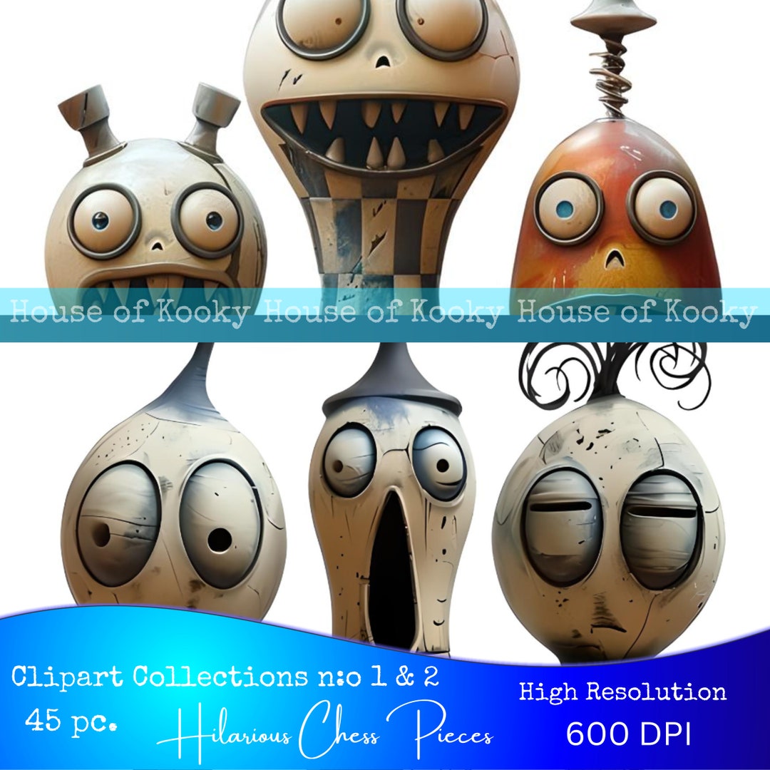 45 Pc. Clipart Bundle Sets 1-2. "hilarious Chess Pieces". Ephemera ...