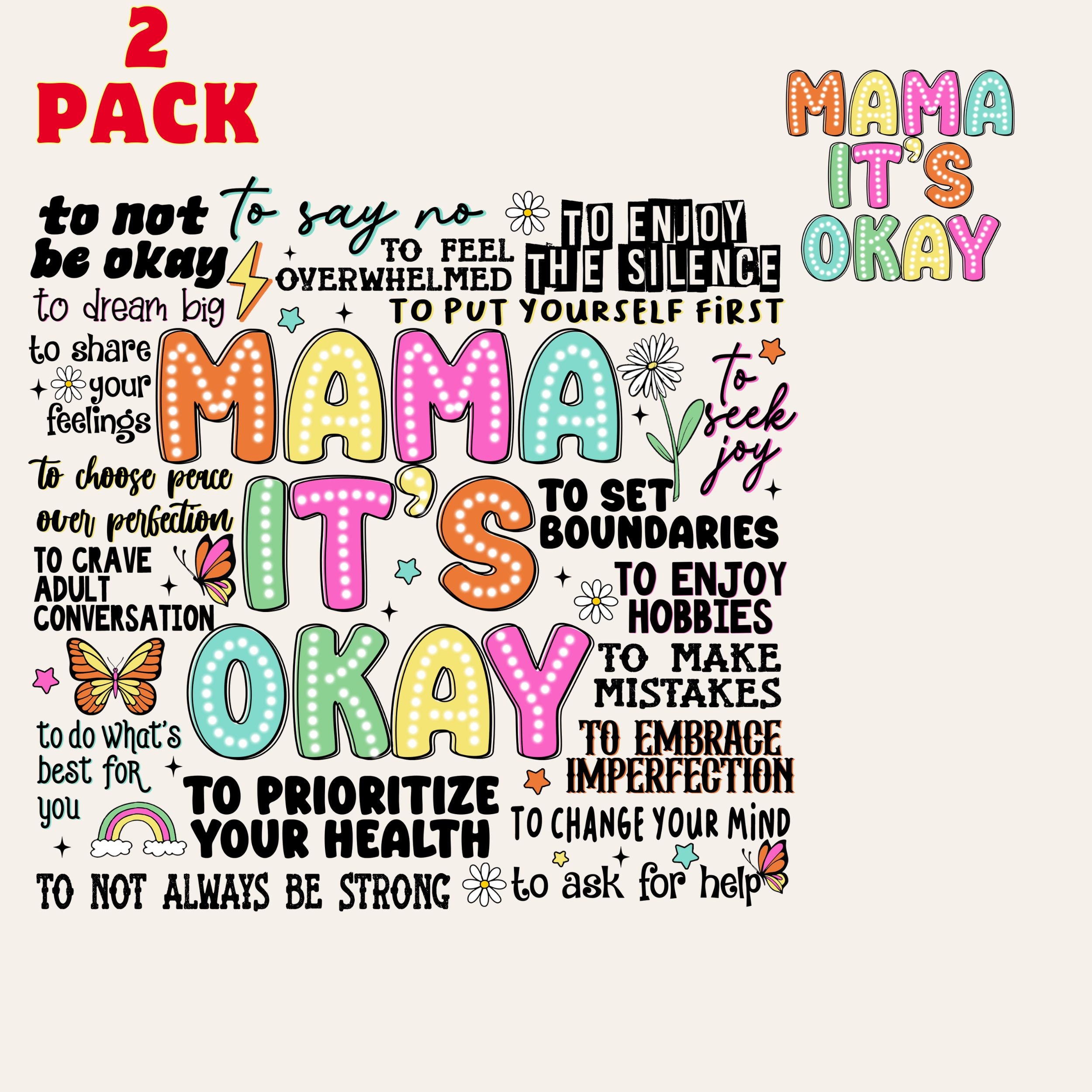 Retro Mama It's Okay PNG Digital File Sublimation Design, One Mental ...