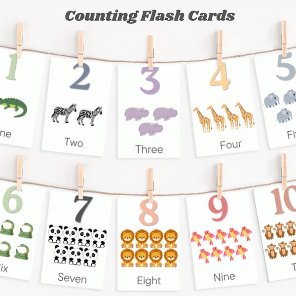 Number Flash Cards - Etsy