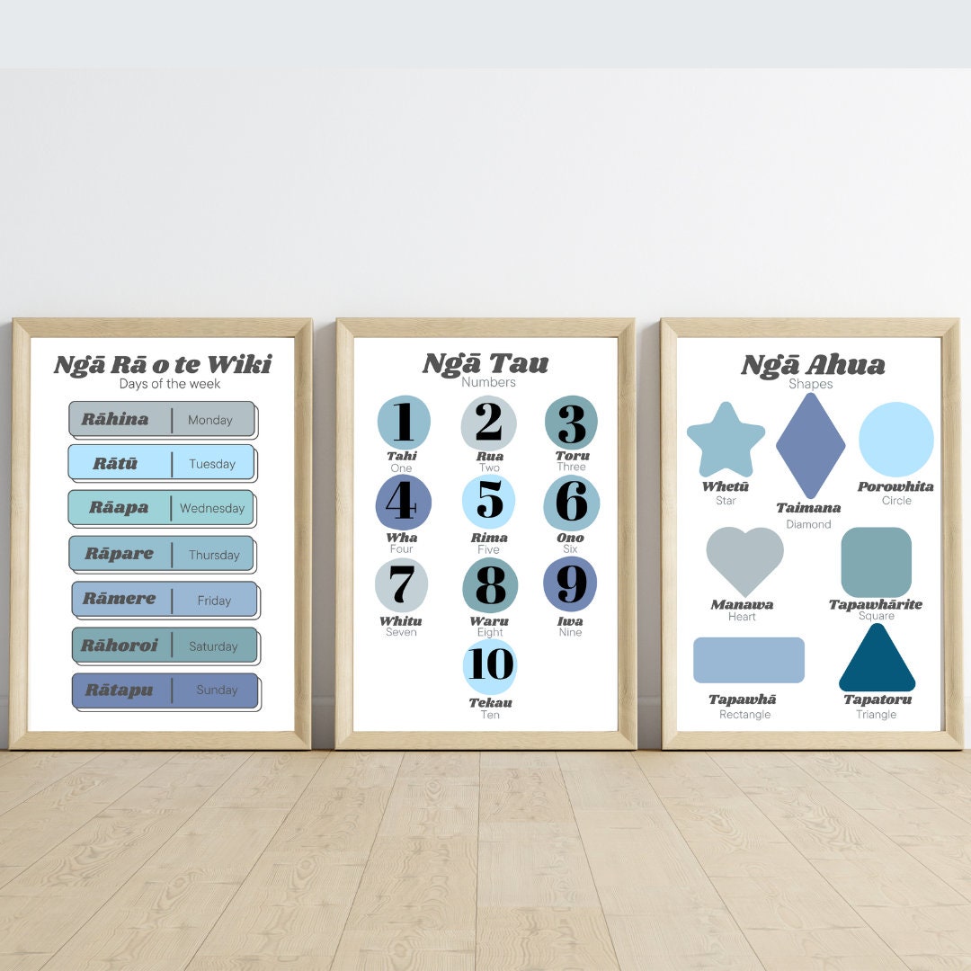 Set of 6 Te Reo Maori Educational Posters Maori Language for Kids ...