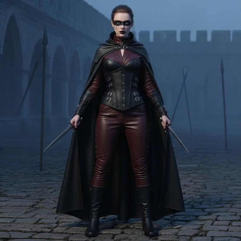 Gothic Assassin Leather Costume: Handmade Cloak, Corset & Pants Set - Etsy