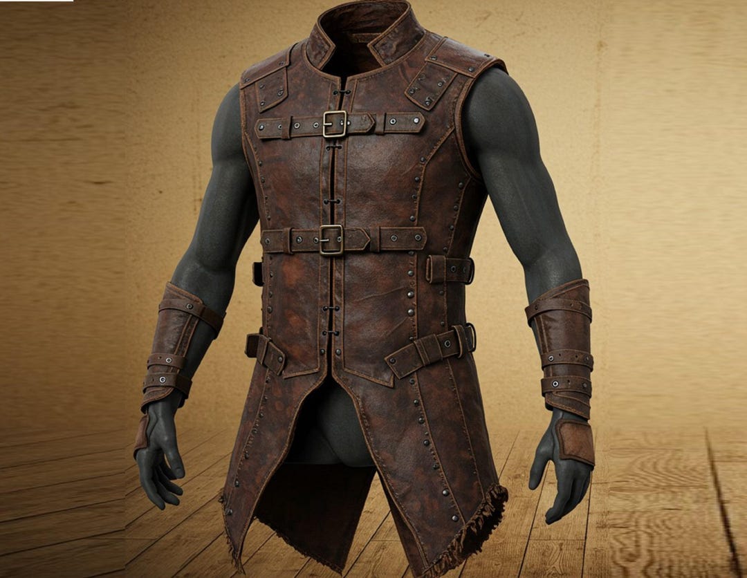 Medieval Leather Armor Vest With Bracers | Viking Cosplay Battle Vest ...