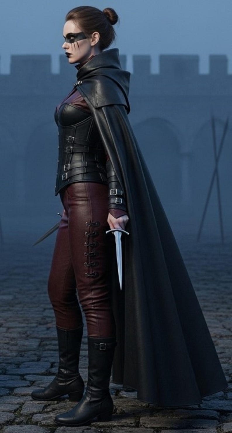 Gothic Assassin Leather Costume: Handmade Cloak, Corset & Pants Set - Etsy