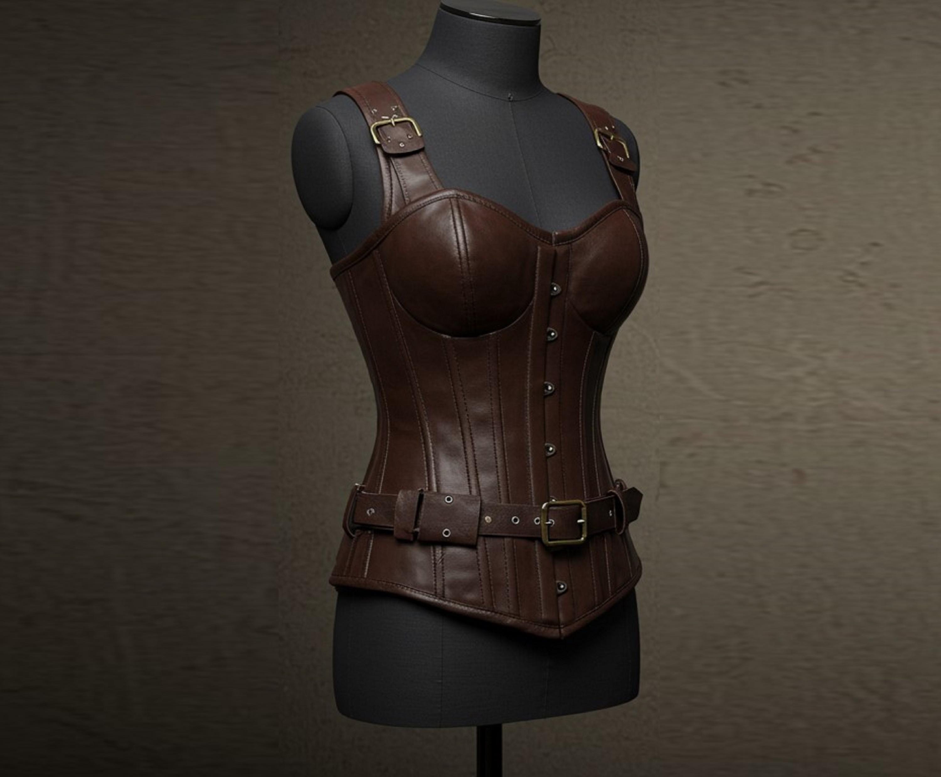 Brown Leather Corset Armor Set | Steampunk Fantasy Warrior Bustier With ...