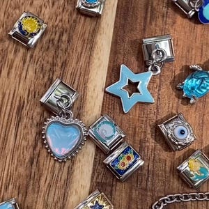 Ocean & Blue Themed Italian Charms, Ocean Italian Charm Bracelet, 9mm ...
