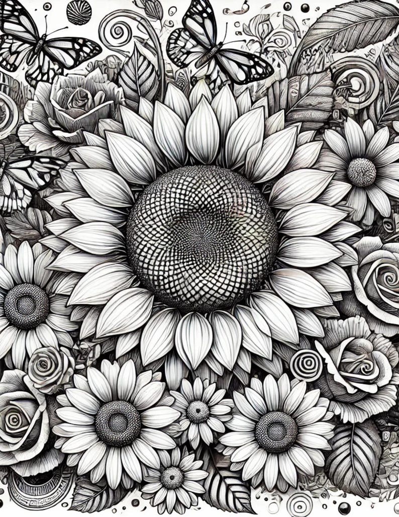 Abstract Flower Coloring Book for Adults | Digital Download | Relaxing ...