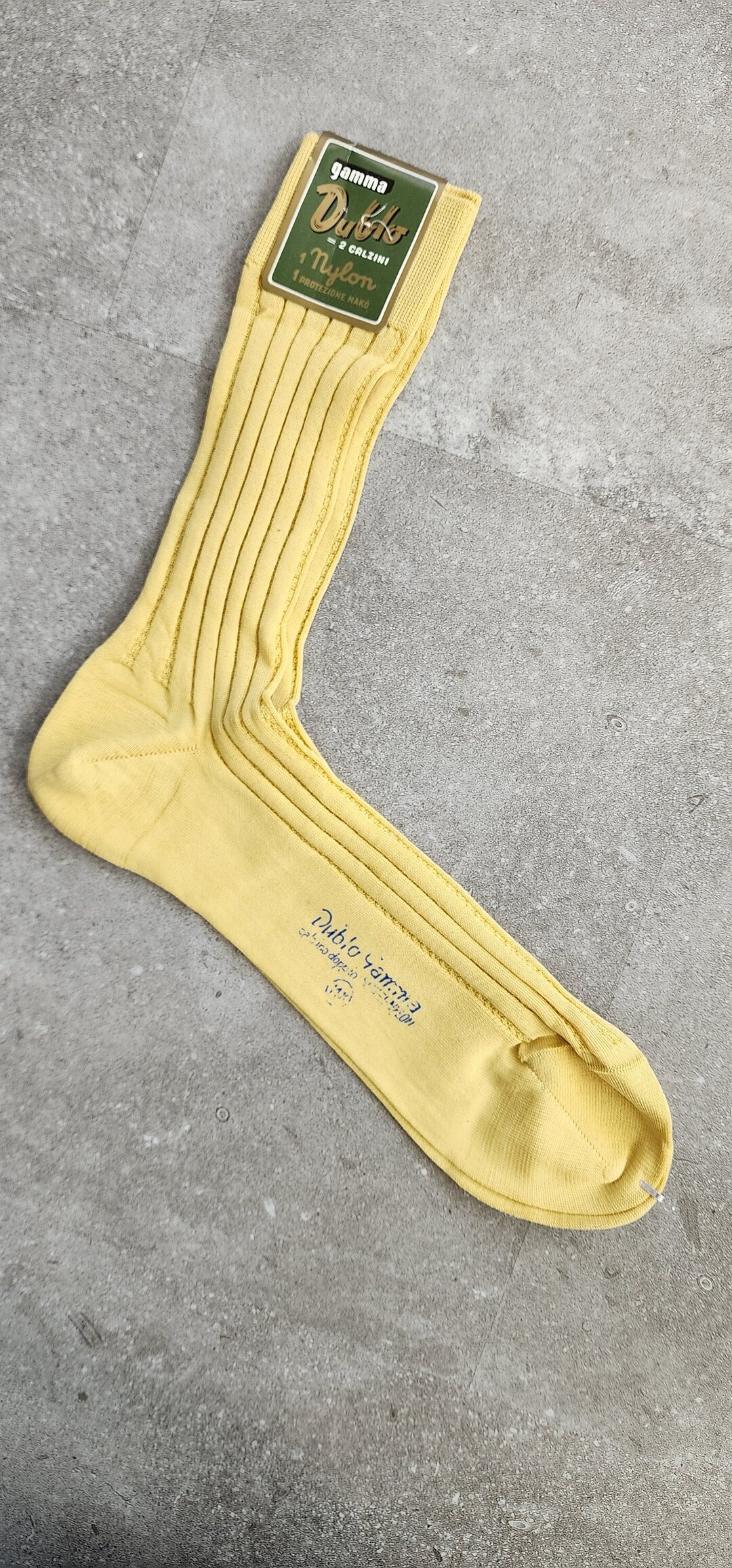 Vintage Italian Retro Yellow Stretchy Nylon Dress Socks Gamma Dublo ...