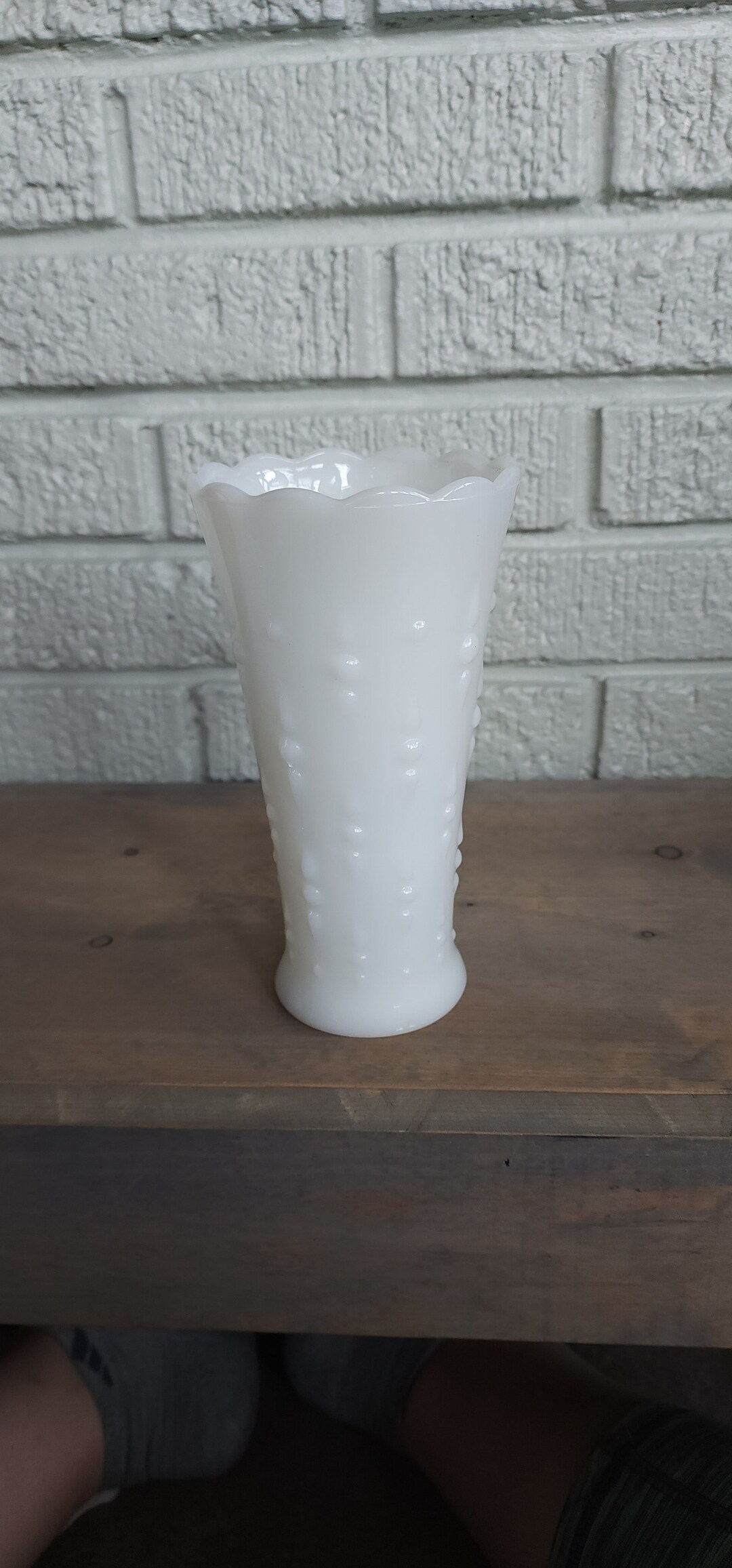 Vintage Teardrop and Pearl Milk Glass Retro White Bud Vase Scalloped ...