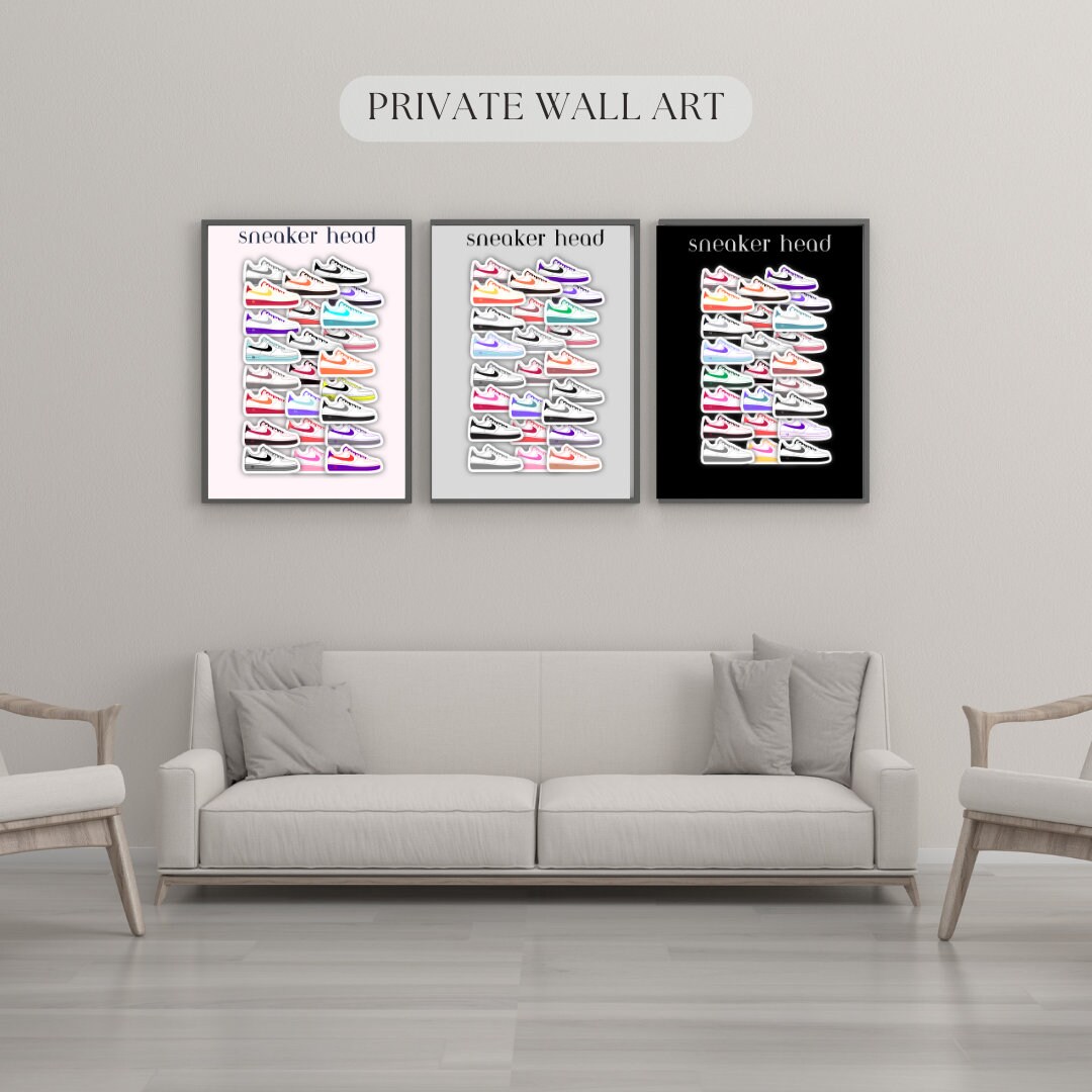 Private Stox Sneaker Head Custom Wall Art 5 Unique Color Backgrounds ...