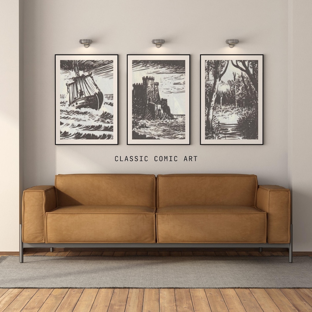 Retro Comic Wall Art Set of 3 Vintage Comic Style Digital Print File ...