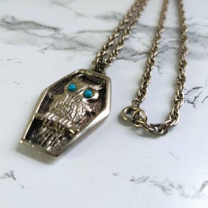 Vintage J. Ritter Owl Necklace - Silver Tone With Turquoise Eyes - Etsy