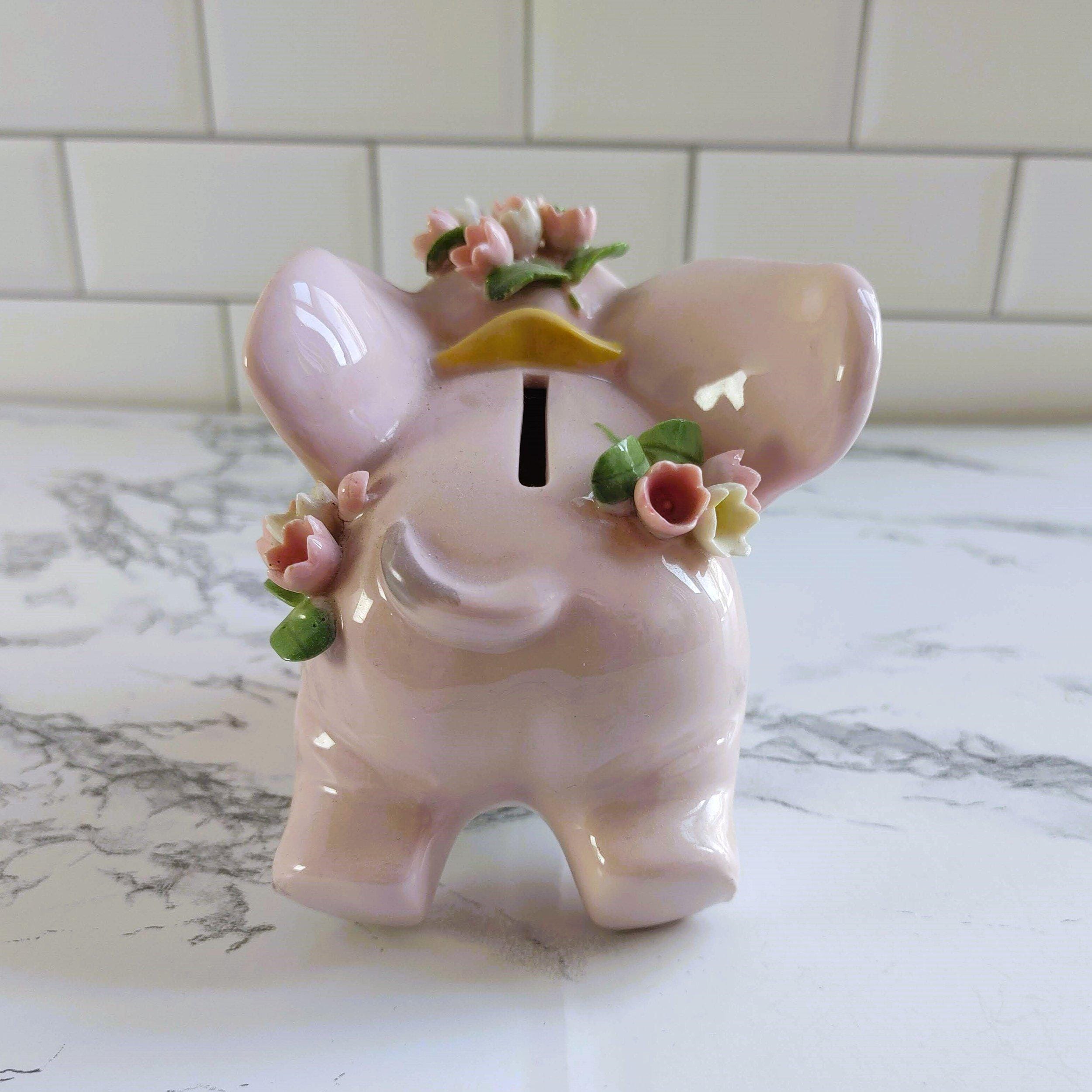 Vintage 1950s Pink Elephant Bank by Lefton China Hand Painted - Etsy