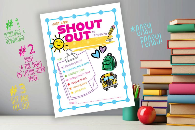 Student Shout Out Note: Teacher Mail, Backpack Brag Tag (PDF Printable ...