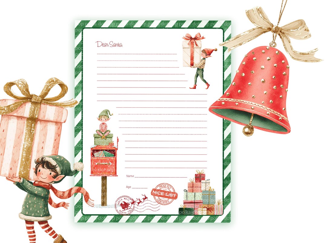 Letter to Santa, Dear Santa, Kids Letter to Santa, Vintage Feel, Elves ...