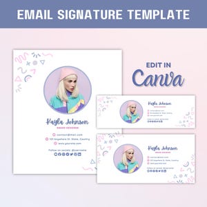 Purple Email Signature Template Canva Email Template Email Marketing ...